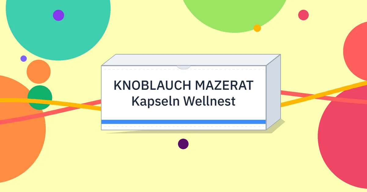 Symbolbild: Packung mit der Aufschrift KNOBLAUCH MAZERAT Kapseln Wellnest (PZN 08458879) – Verfügbarkeit und Bezug in Apotheken in Frankfurt am Main