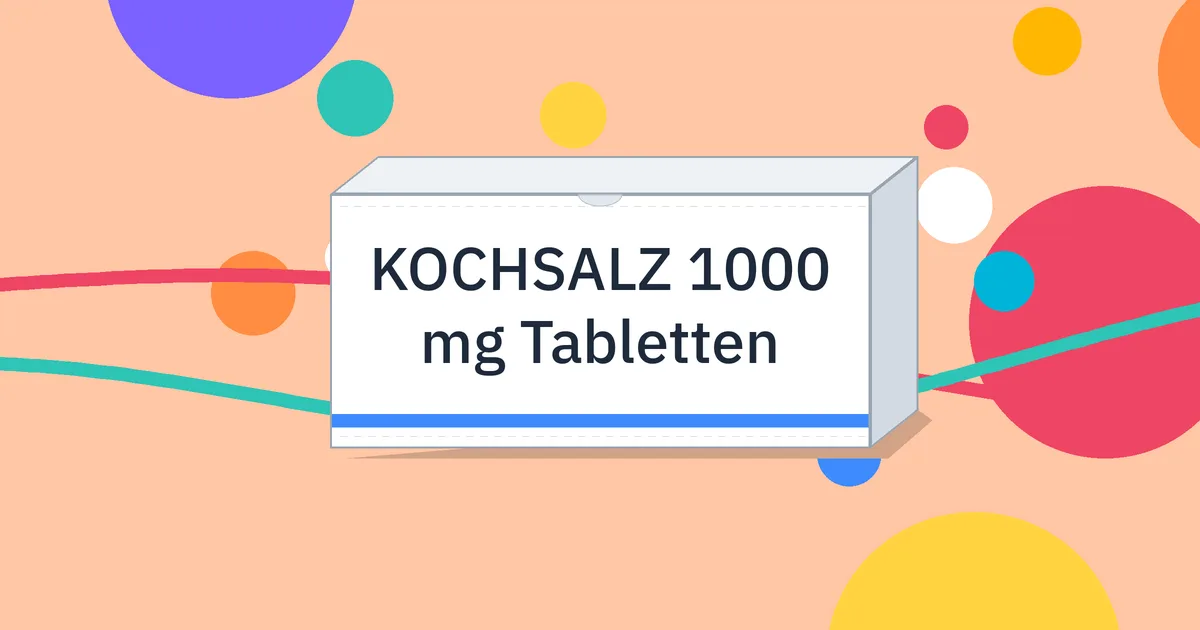 Symbolbild: Packung mit der Aufschrift KOCHSALZ 1000 mg Tabletten (PZN 06834278) – Verfügbarkeit und Bezug in Apotheken in Frankfurt am Main