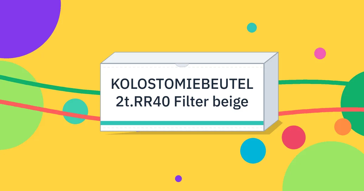 Symbolbild: Packung mit der Aufschrift KOLOSTOMIEBEUTEL 2t.RR40 Filter beige (PZN 10382600) – Verfügbarkeit und Bezug in Apotheken in Frankfurt am Main