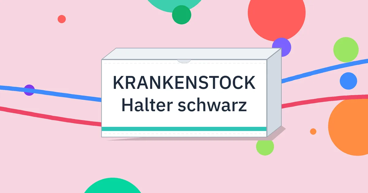 Symbolbild: Packung mit der Aufschrift KRANKENSTOCK Halter schwarz (PZN 02442104) – Verfügbarkeit und Bezug in Apotheken in Frankfurt am Main