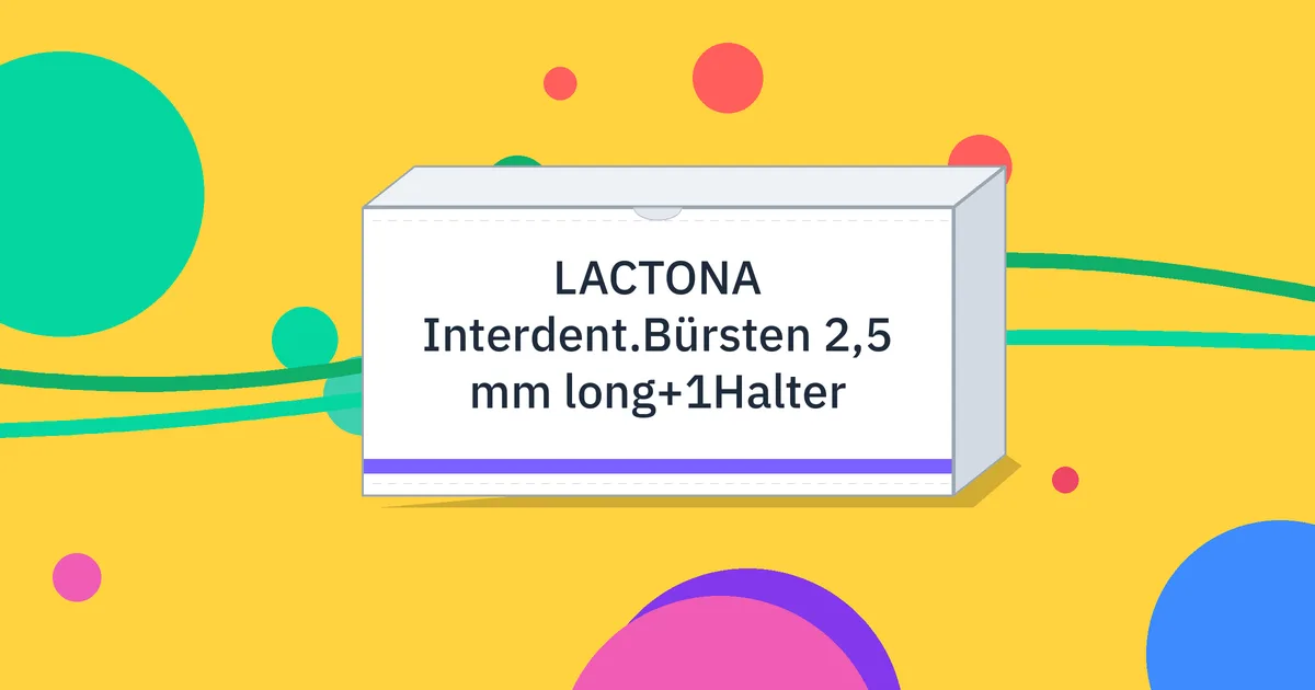 Symbolbild: Packung mit der Aufschrift LACTONA Interdent.Bürsten 2,5 mm long+1Halter (PZN 07233813) – Verfügbarkeit und Bezug in Apotheken in Frankfurt am Main