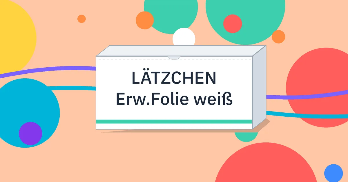 Symbolbild: Packung mit der Aufschrift LÄTZCHEN Erw.Folie weiß (PZN 04433256) – Verfügbarkeit und Bezug in Apotheken in Frankfurt am Main
