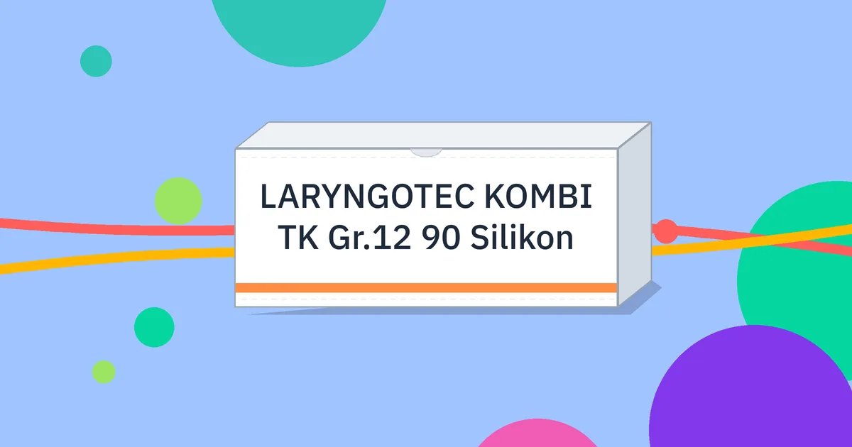 Symbolbild: Packung mit der Aufschrift LARYNGOTEC KOMBI TK Gr.12 90 Silikon (PZN 19185918) – Verfügbarkeit und Bezug in Apotheken in Frankfurt am Main