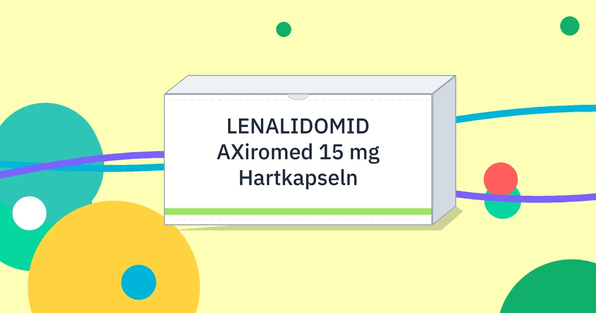 Symbolbild: Packung mit der Aufschrift LENALIDOMID AXiromed 15 mg Hartkapseln (PZN 18488870) – Verfügbarkeit und Bezug in Apotheken in Frankfurt am Main