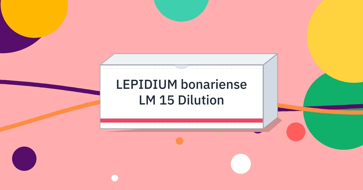 Symbolbild: Packung mit der Aufschrift LEPIDIUM bonariense LM 15 Dilution (PZN 13526376) – Verfügbarkeit und Bezug in Apotheken in Frankfurt am Main