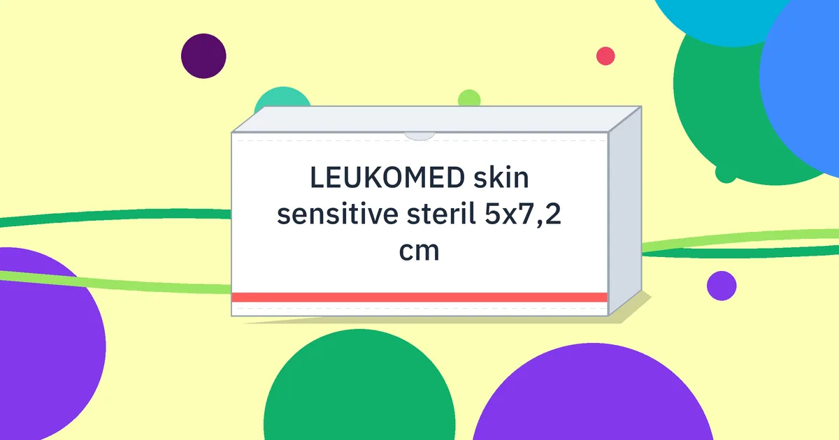 Symbolbild: Packung mit der Aufschrift LEUKOMED skin sensitive steril 5x7,2 cm (PZN 19825565) – Verfügbarkeit und Bezug in Apotheken in Frankfurt am Main