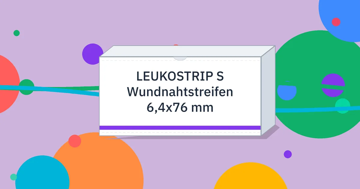 Symbolbild: Packung mit der Aufschrift LEUKOSTRIP S Wundnahtstreifen 6,4x76 mm (PZN 04203361) – Verfügbarkeit und Bezug in Apotheken in Frankfurt am Main