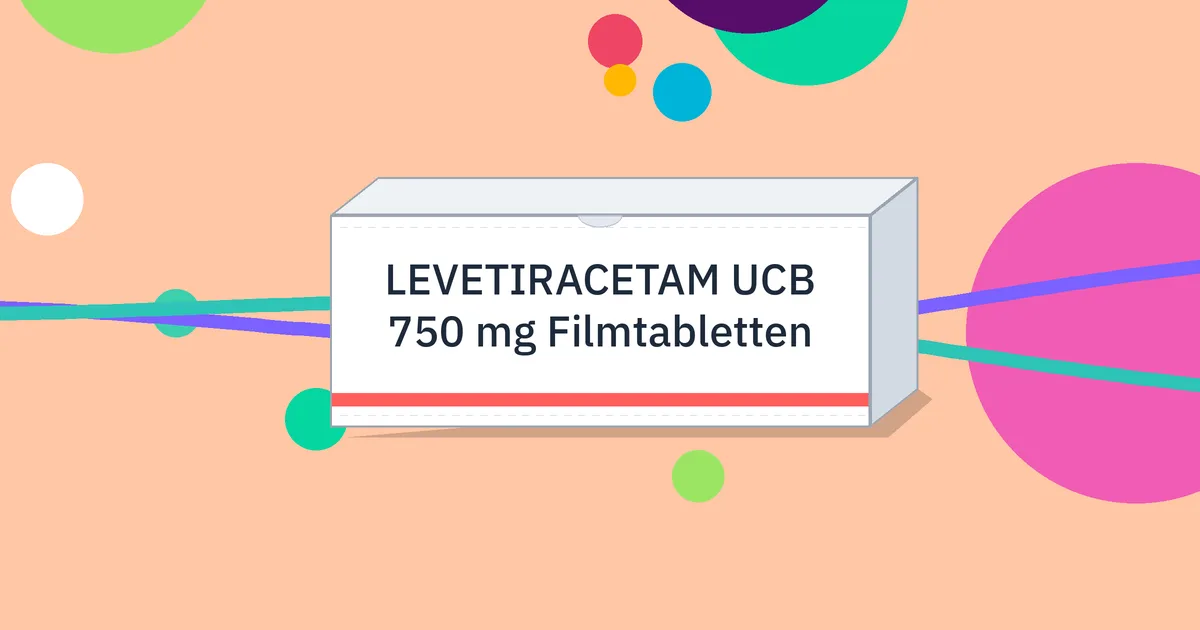 Symbolbild: Packung mit der Aufschrift LEVETIRACETAM UCB 750 mg Filmtabletten (PZN 07611132) – Verfügbarkeit und Bezug in Apotheken in Frankfurt am Main