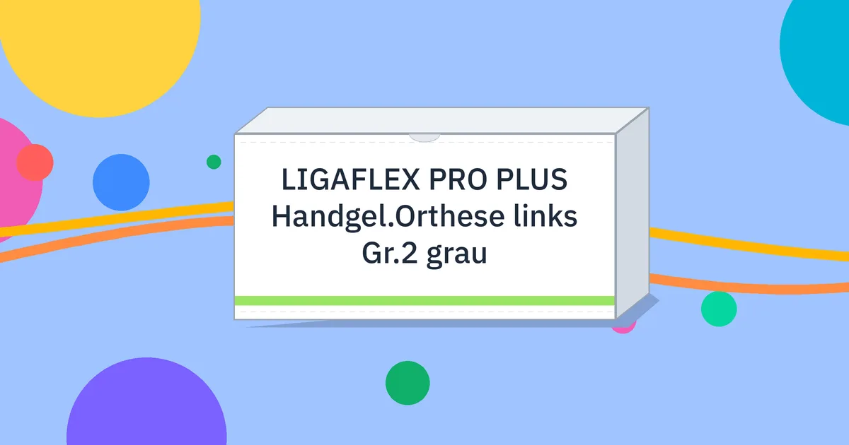 Symbolbild: Packung mit der Aufschrift LIGAFLEX PRO PLUS Handgel.Orthese links Gr.2 grau (PZN 12577058) – Verfügbarkeit und Bezug in Apotheken in Frankfurt am Main
