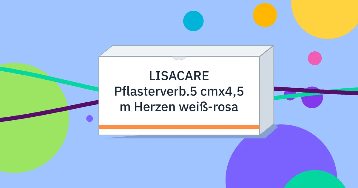 Symbolbild: Packung mit der Aufschrift LISACARE Pflasterverb.5 cmx4,5 m Herzen weiß-rosa (PZN 17892439) – Verfügbarkeit und Bezug in Apotheken in Frankfurt am Main