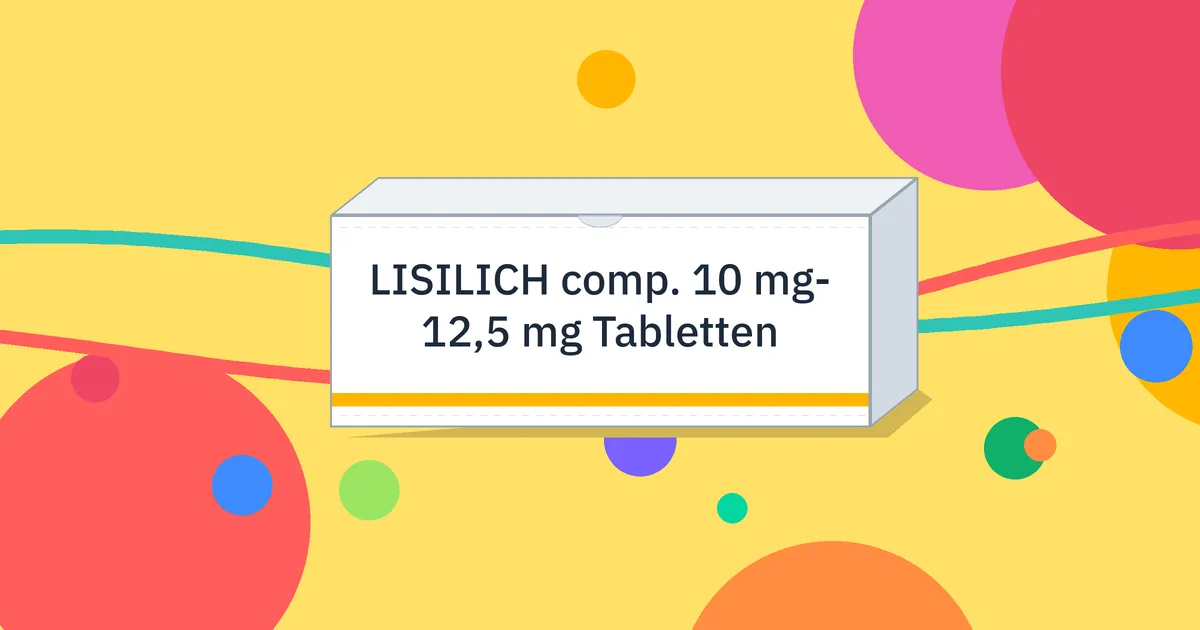 Symbolbild: Packung mit der Aufschrift LISILICH comp. 10 mg-12,5 mg Tabletten (PZN 00783634) – Verfügbarkeit und Bezug in Apotheken in Frankfurt am Main