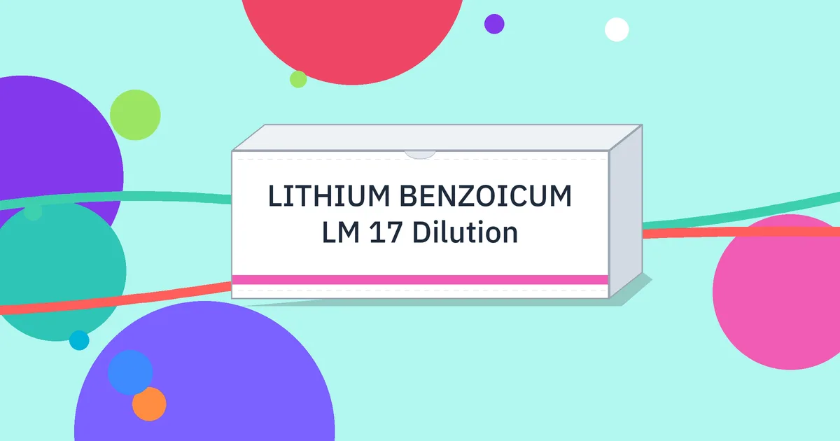 Symbolbild: Packung mit der Aufschrift LITHIUM BENZOICUM LM 17 Dilution (PZN 13531578) – Verfügbarkeit und Bezug in Apotheken in Frankfurt am Main
