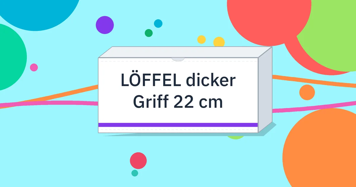 Symbolbild: Packung mit der Aufschrift LÖFFEL dicker Griff 22 cm (PZN 07742495) – Verfügbarkeit und Bezug in Apotheken in Frankfurt am Main