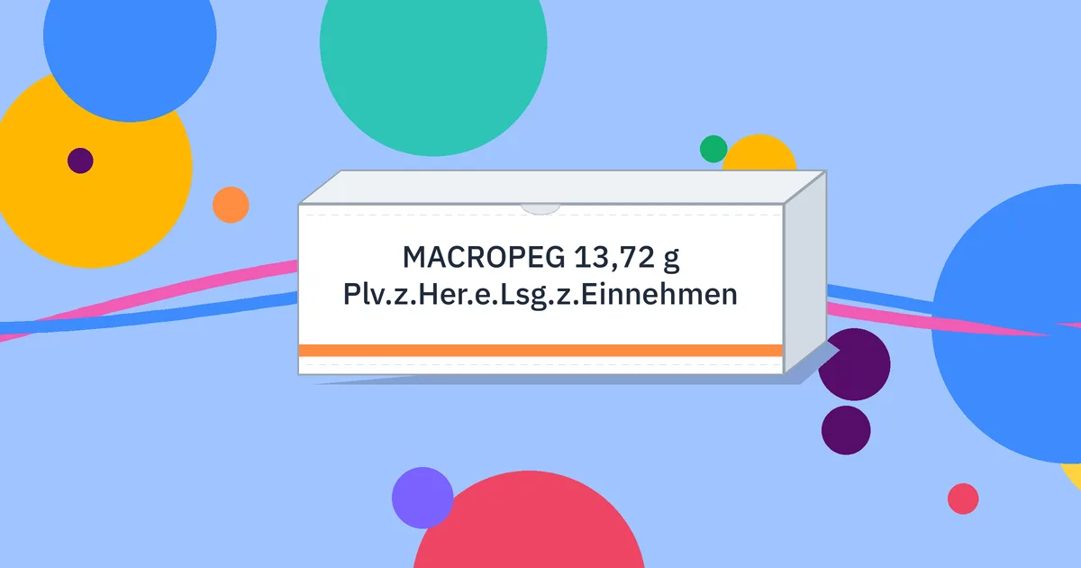 Symbolbild: Packung mit der Aufschrift MACROPEG 13,72 g Plv.z.Her.e.Lsg.z.Einnehmen (PZN 18055792) – Verfügbarkeit und Bezug in Apotheken in Frankfurt am Main