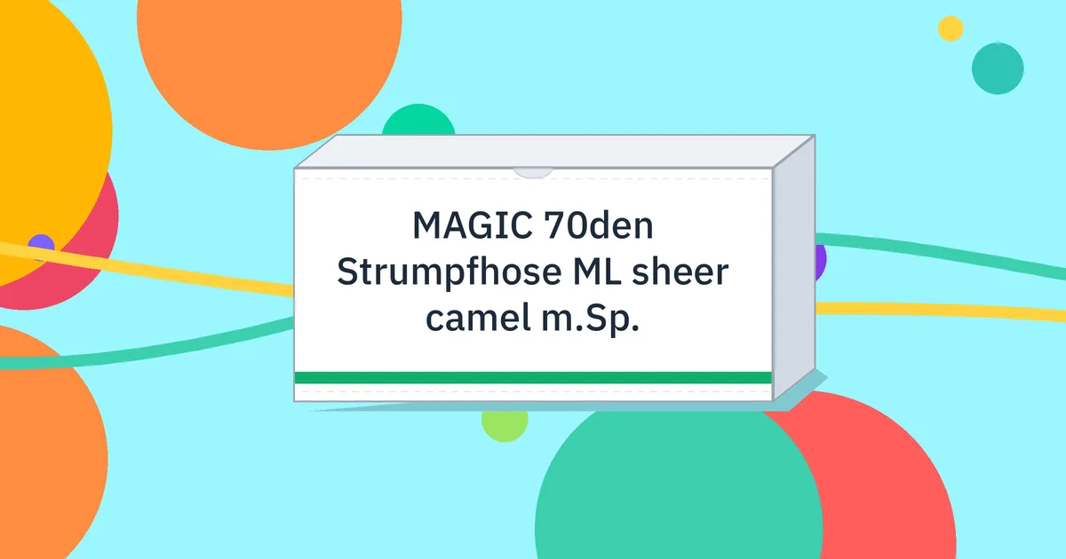 Symbolbild: Packung mit der Aufschrift MAGIC 70den Strumpfhose ML sheer camel m.Sp. (PZN 16195388) – Verfügbarkeit und Bezug in Apotheken in Frankfurt am Main
