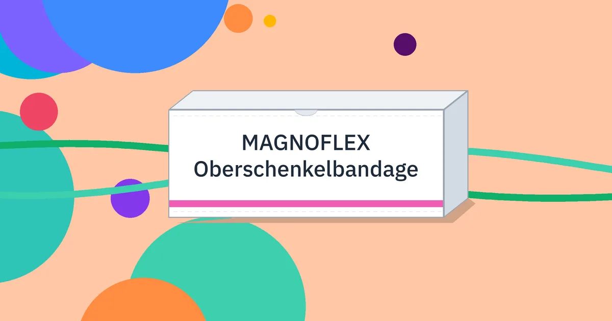 Symbolbild: Packung mit der Aufschrift MAGNOFLEX Oberschenkelbandage (PZN 01345126) – Verfügbarkeit und Bezug in Apotheken in Frankfurt am Main
