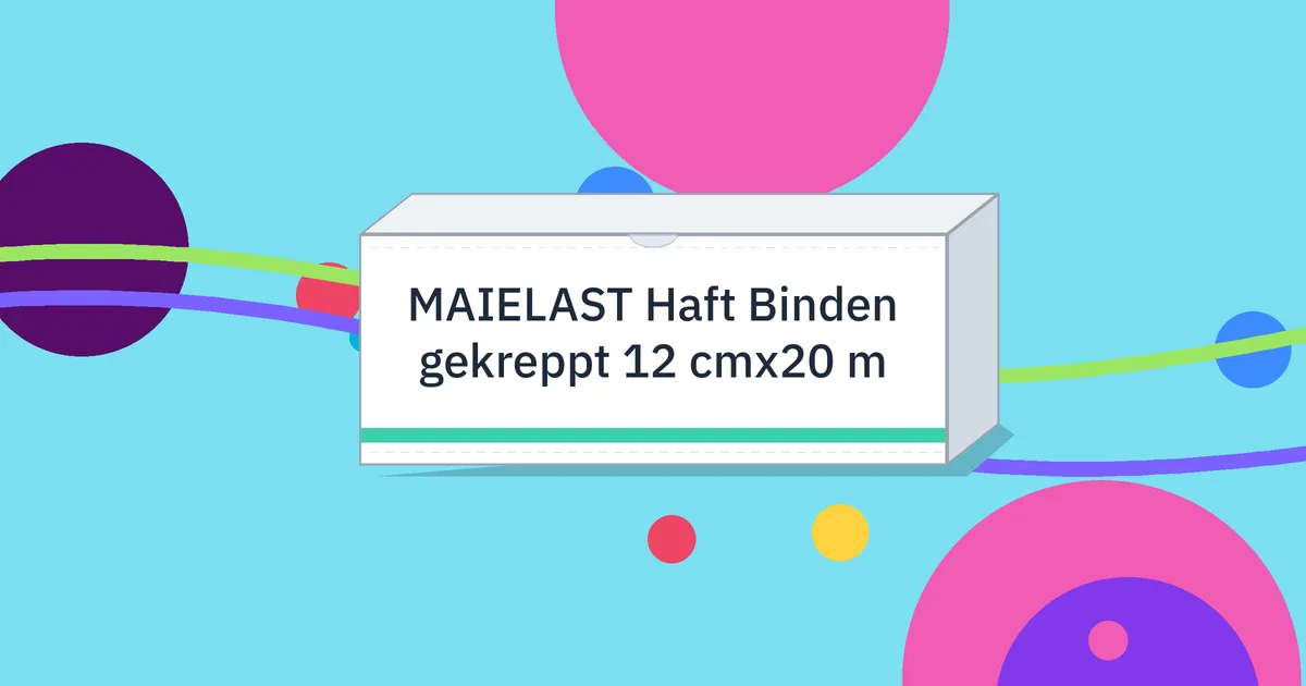 Symbolbild: Packung mit der Aufschrift MAIELAST Haft Binden gekreppt 12 cmx20 m (PZN 08889303) – Verfügbarkeit und Bezug in Apotheken in Frankfurt am Main