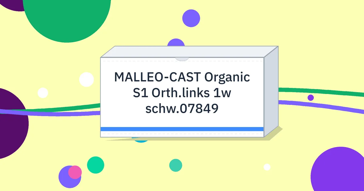 Symbolbild: Packung mit der Aufschrift MALLEO-CAST Organic S1 Orth.links 1w schw.07849 (PZN 20583340) – Verfügbarkeit und Bezug in Apotheken in Frankfurt am Main