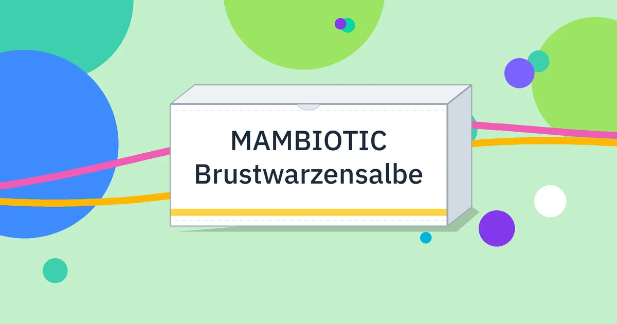 Symbolbild: Packung mit der Aufschrift MAMBIOTIC Brustwarzensalbe (PZN 18657545) – Verfügbarkeit und Bezug in Apotheken in Frankfurt am Main