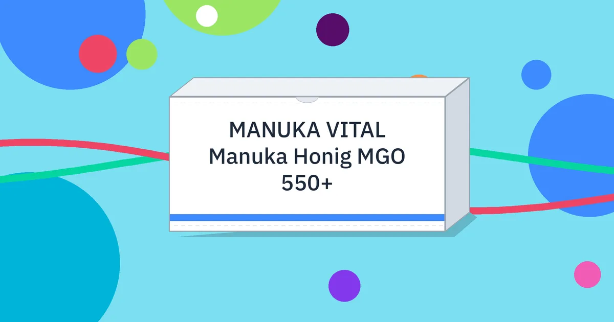 Symbolbild: Packung mit der Aufschrift MANUKA VITAL Manuka Honig MGO 550+ (PZN 20285803) – Verfügbarkeit und Bezug in Apotheken in Frankfurt am Main