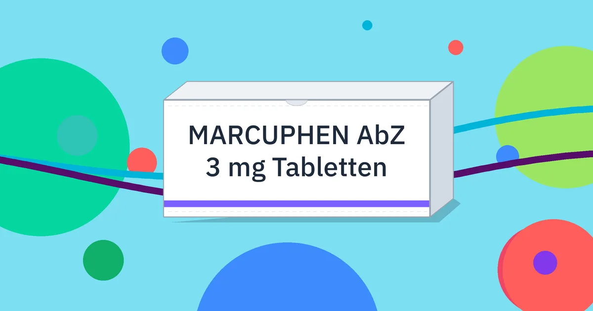 Symbolbild: Packung mit der Aufschrift MARCUPHEN AbZ 3 mg Tabletten (PZN 12345690) – Verfügbarkeit und Bezug in Apotheken in Frankfurt am Main