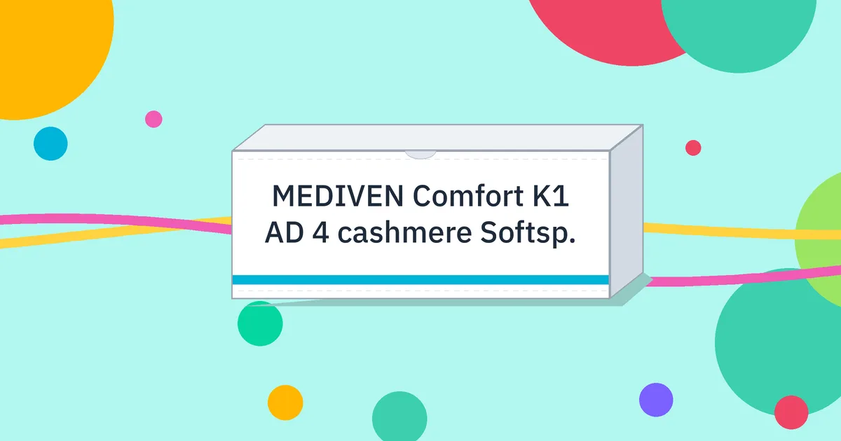 Symbolbild: Packung mit der Aufschrift MEDIVEN Comfort K1 AD 4 cashmere Softsp. (PZN 14658714) – Verfügbarkeit und Bezug in Apotheken in Frankfurt am Main