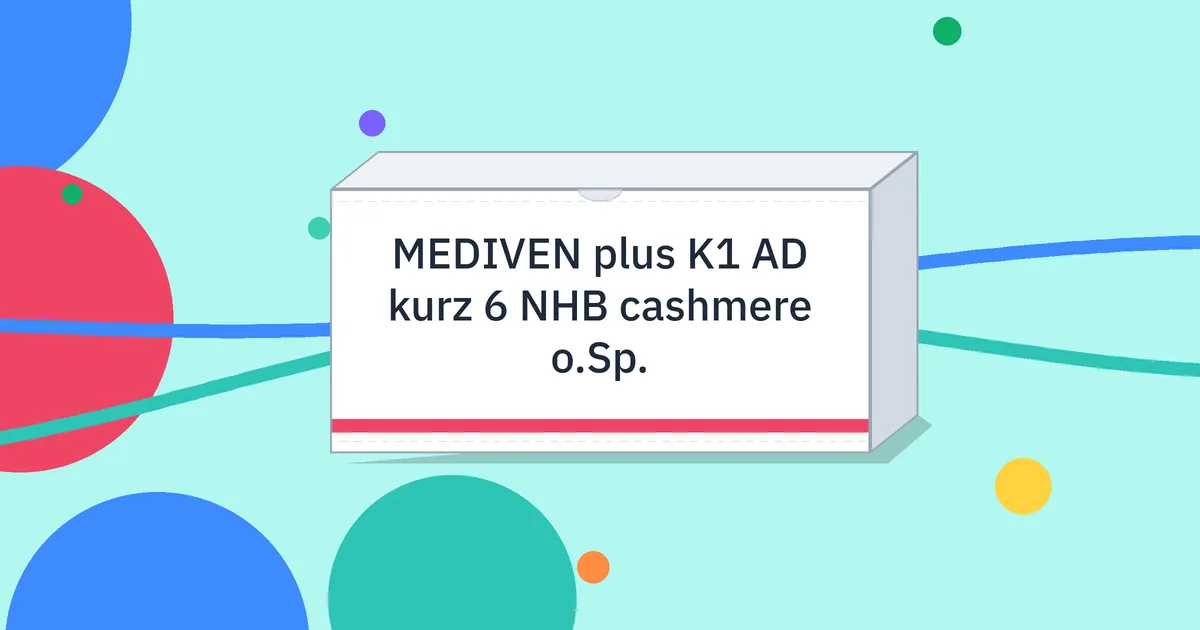 Symbolbild: Packung mit der Aufschrift MEDIVEN plus K1 AD kurz 6 NHB cashmere o.Sp. (PZN 15897651) – Verfügbarkeit und Bezug in Apotheken in Frankfurt am Main
