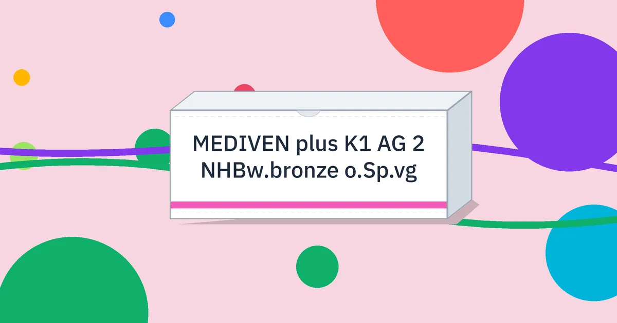 Symbolbild: Packung mit der Aufschrift MEDIVEN plus K1 AG 2 NHBw.bronze o.Sp.vg (PZN 15923762) – Verfügbarkeit und Bezug in Apotheken in Frankfurt am Main