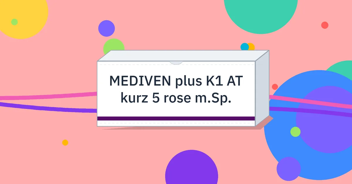 Symbolbild: Packung mit der Aufschrift MEDIVEN plus K1 AT kurz 5 rose m.Sp. (PZN 15026672) – Verfügbarkeit und Bezug in Apotheken in Frankfurt am Main
