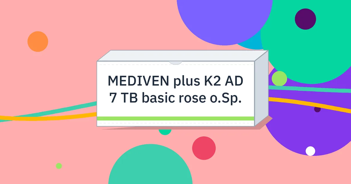 Symbolbild: Packung mit der Aufschrift MEDIVEN plus K2 AD 7 TB basic rose o.Sp. (PZN 15094426) – Verfügbarkeit und Bezug in Apotheken in Frankfurt am Main