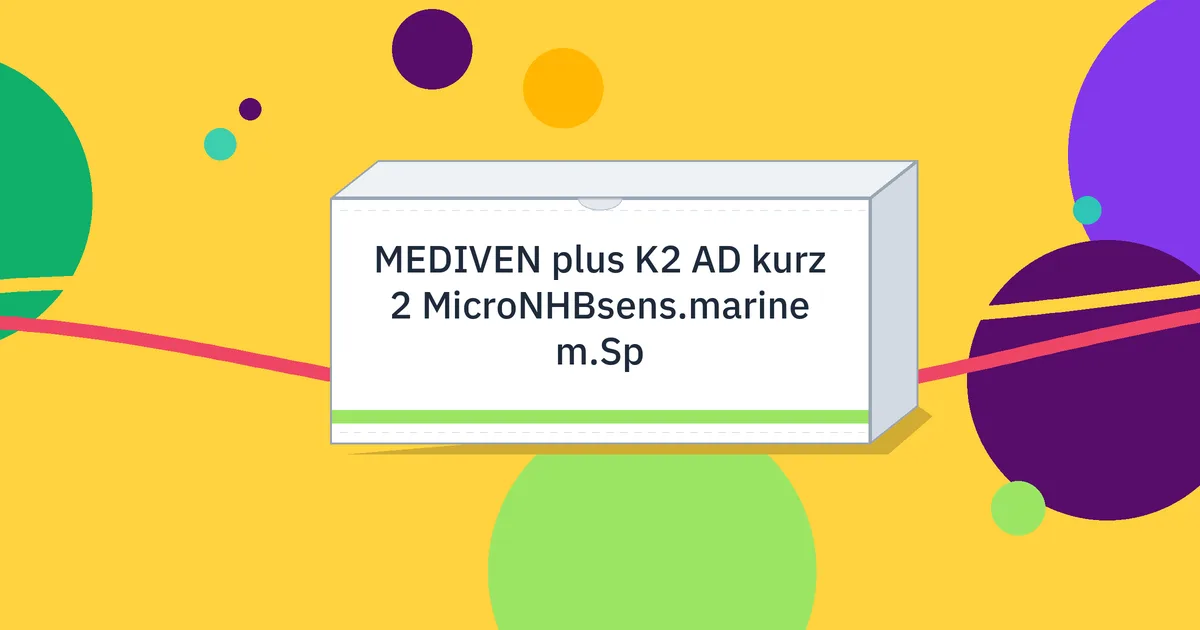 Symbolbild: Packung mit der Aufschrift MEDIVEN plus K2 AD kurz 2 MicroNHBsens.marine m.Sp (PZN 15934576) – Verfügbarkeit und Bezug in Apotheken in Frankfurt am Main