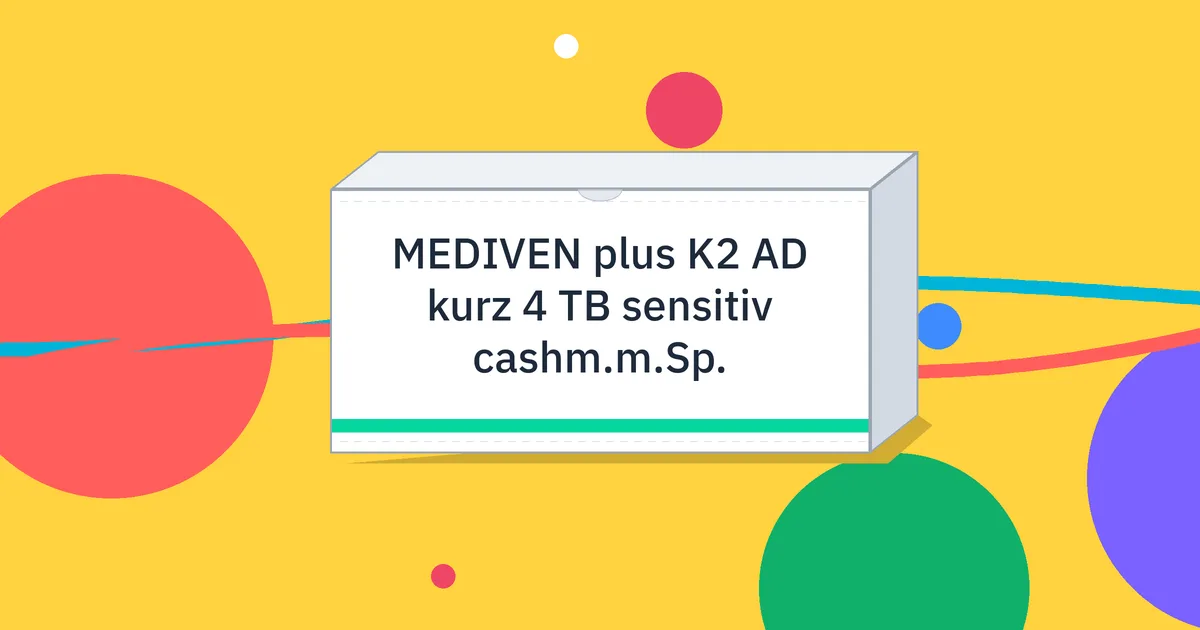 Symbolbild: Packung mit der Aufschrift MEDIVEN plus K2 AD kurz 4 TB sensitiv cashm.m.Sp. (PZN 15106129) – Verfügbarkeit und Bezug in Apotheken in Frankfurt am Main