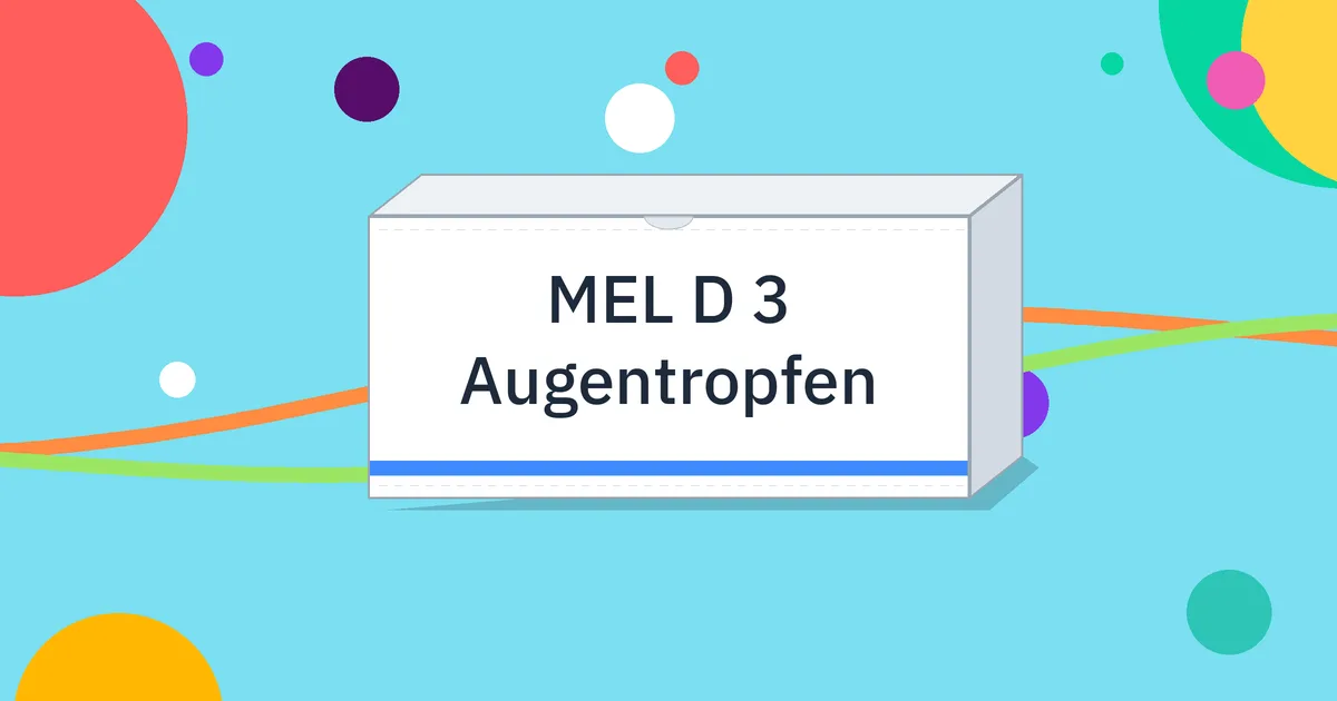 Symbolbild: Packung mit der Aufschrift MEL D 3 Augentropfen (PZN 01615301) – Verfügbarkeit und Bezug in Apotheken in Frankfurt am Main