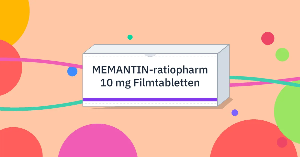 Symbolbild: Packung mit der Aufschrift MEMANTIN-ratiopharm 10 mg Filmtabletten (PZN 00146637) – Verfügbarkeit und Bezug in Apotheken in Frankfurt am Main