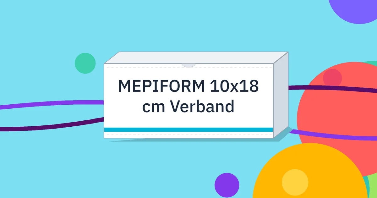 Symbolbild: Packung mit der Aufschrift MEPIFORM 10x18 cm Verband (PZN 13365832) – Verfügbarkeit und Bezug in Apotheken in Frankfurt am Main