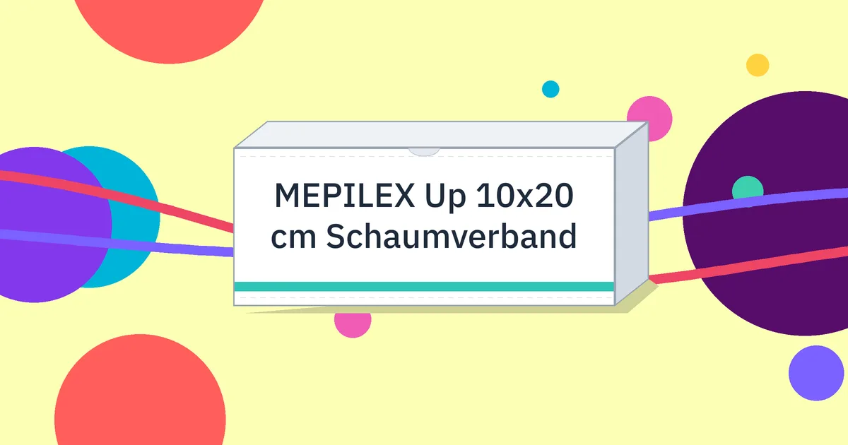 Symbolbild: Packung mit der Aufschrift MEPILEX Up 10x20 cm Schaumverband (PZN 19768436) – Verfügbarkeit und Bezug in Apotheken in Frankfurt am Main
