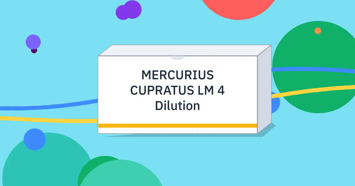 Symbolbild: Packung mit der Aufschrift MERCURIUS CUPRATUS LM 4 Dilution (PZN 12950296) – Verfügbarkeit und Bezug in Apotheken in Frankfurt am Main