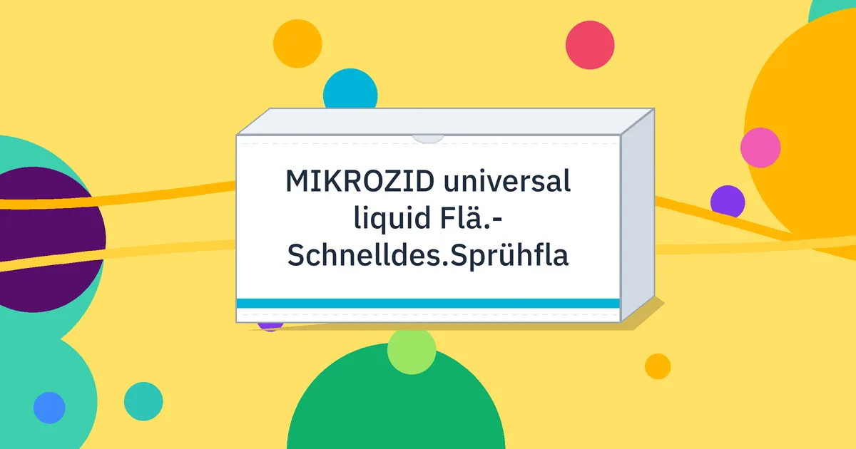 Symbolbild: Packung mit der Aufschrift MIKROZID universal liquid Flä.-Schnelldes.Sprühfla (PZN 12397190) – Verfügbarkeit und Bezug in Apotheken in Frankfurt am Main
