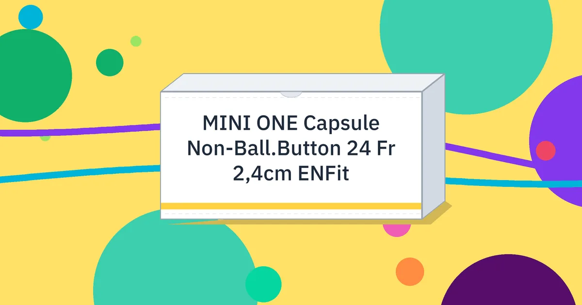 Symbolbild: Packung mit der Aufschrift MINI ONE Capsule Non-Ball.Button 24 Fr 2,4cm ENFit (PZN 14344200) – Verfügbarkeit und Bezug in Apotheken in Frankfurt am Main