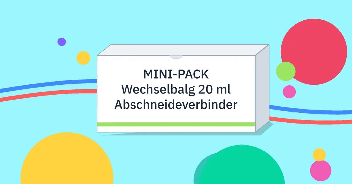 Symbolbild: Packung mit der Aufschrift MINI-PACK Wechselbalg 20 ml Abschneideverbinder (PZN 17486076) – Verfügbarkeit und Bezug in Apotheken in Frankfurt am Main