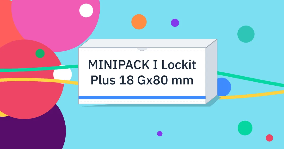 Symbolbild: Packung mit der Aufschrift MINIPACK I Lockit Plus 18 Gx80 mm (PZN 09218031) – Verfügbarkeit und Bezug in Apotheken in Frankfurt am Main