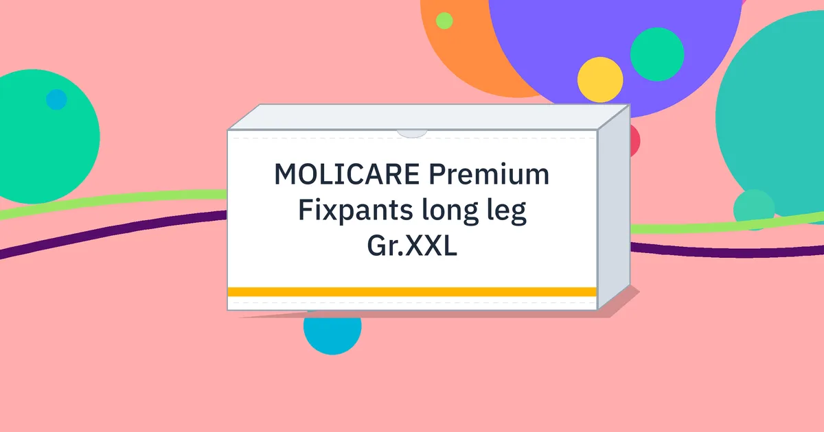 Symbolbild: Packung mit der Aufschrift MOLICARE Premium Fixpants long leg Gr.XXL (PZN 14442486) – Verfügbarkeit und Bezug in Apotheken in Frankfurt am Main