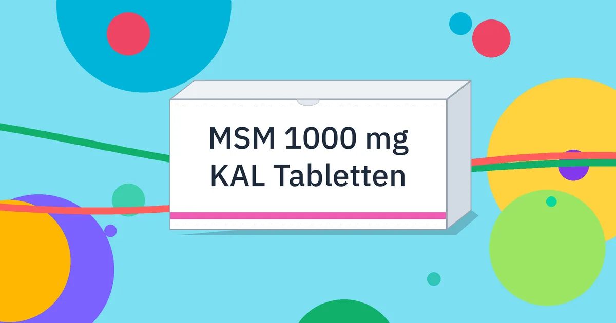 Symbolbild: Packung mit der Aufschrift MSM 1000 mg KAL Tabletten (PZN 14370309) – Verfügbarkeit und Bezug in Apotheken in Frankfurt am Main