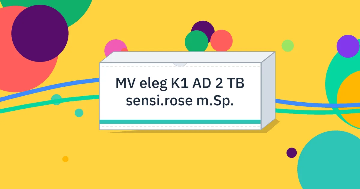 Symbolbild: Packung mit der Aufschrift MV eleg K1 AD 2 TB sensi.rose m.Sp. (PZN 14684835) – Verfügbarkeit und Bezug in Apotheken in Frankfurt am Main
