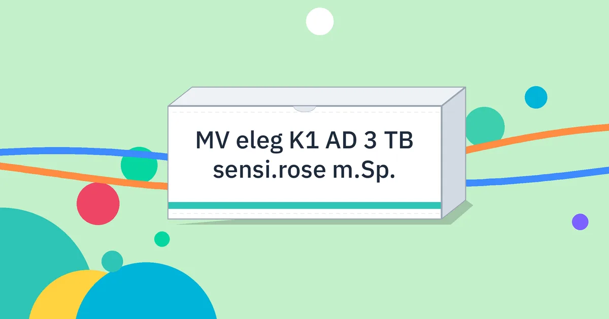 Symbolbild: Packung mit der Aufschrift MV eleg K1 AD 3 TB sensi.rose m.Sp. (PZN 14684841) – Verfügbarkeit und Bezug in Apotheken in Frankfurt am Main