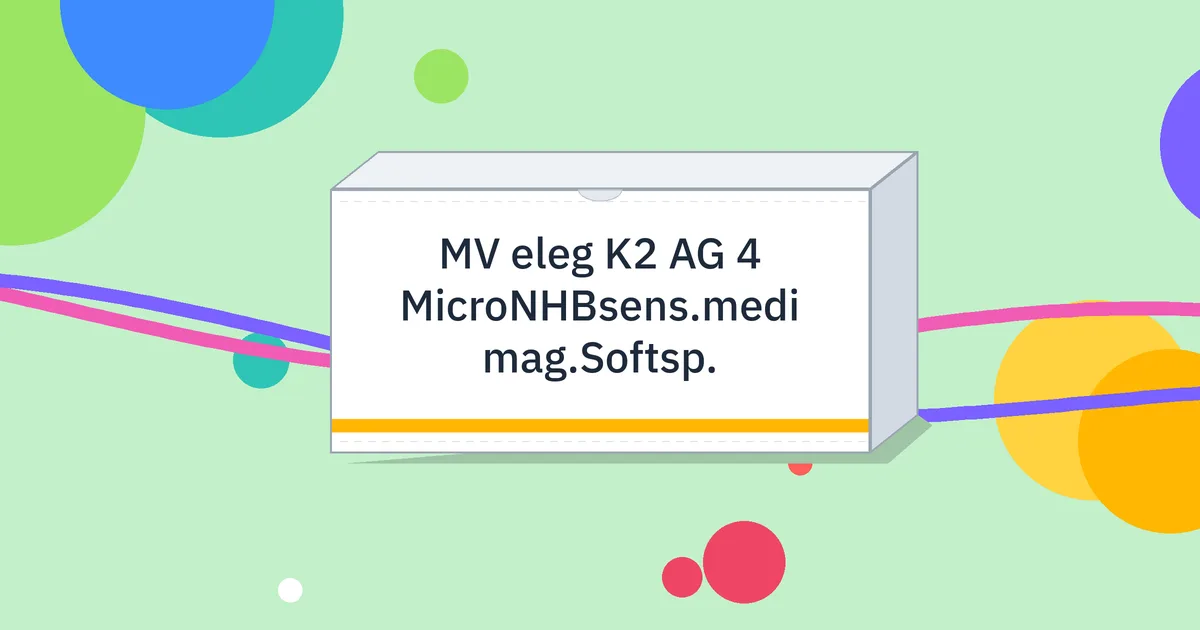 Symbolbild: Packung mit der Aufschrift MV eleg K2 AG 4 MicroNHBsens.medi mag.Softsp. (PZN 15723980) – Verfügbarkeit und Bezug in Apotheken in Frankfurt am Main