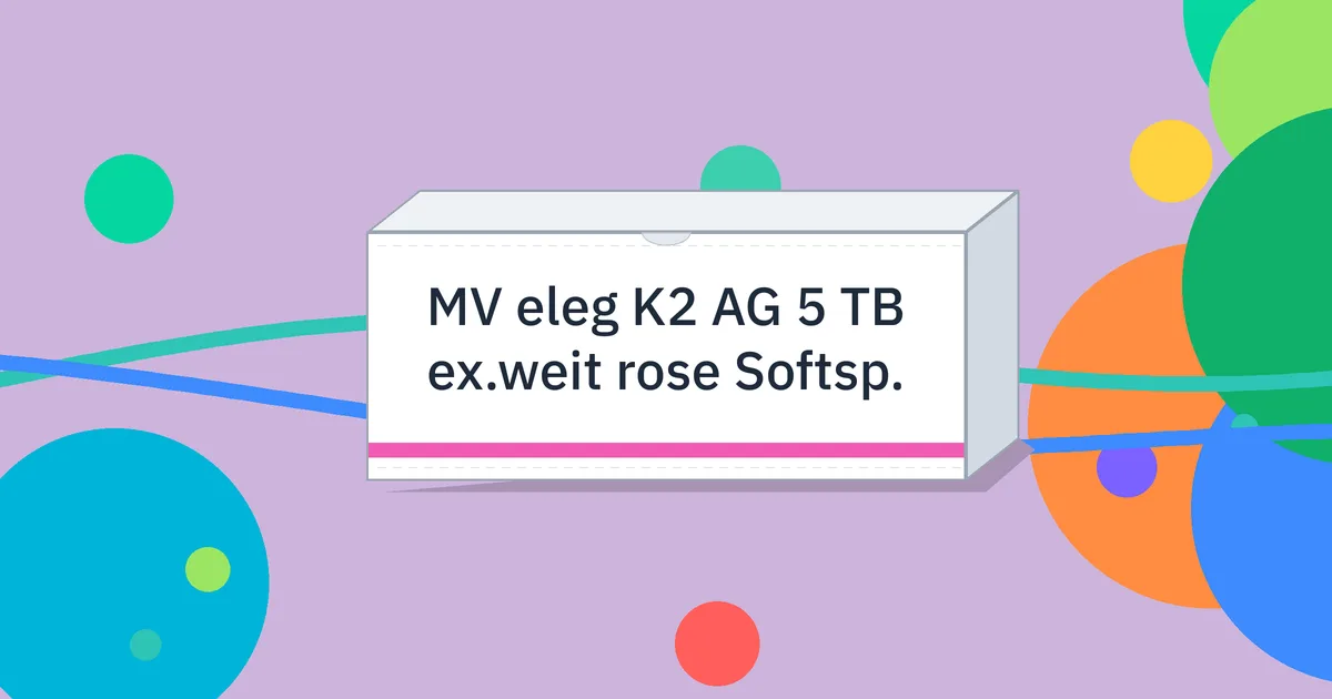 Symbolbild: Packung mit der Aufschrift MV eleg K2 AG 5 TB ex.weit rose Softsp. (PZN 14700103) – Verfügbarkeit und Bezug in Apotheken in Frankfurt am Main
