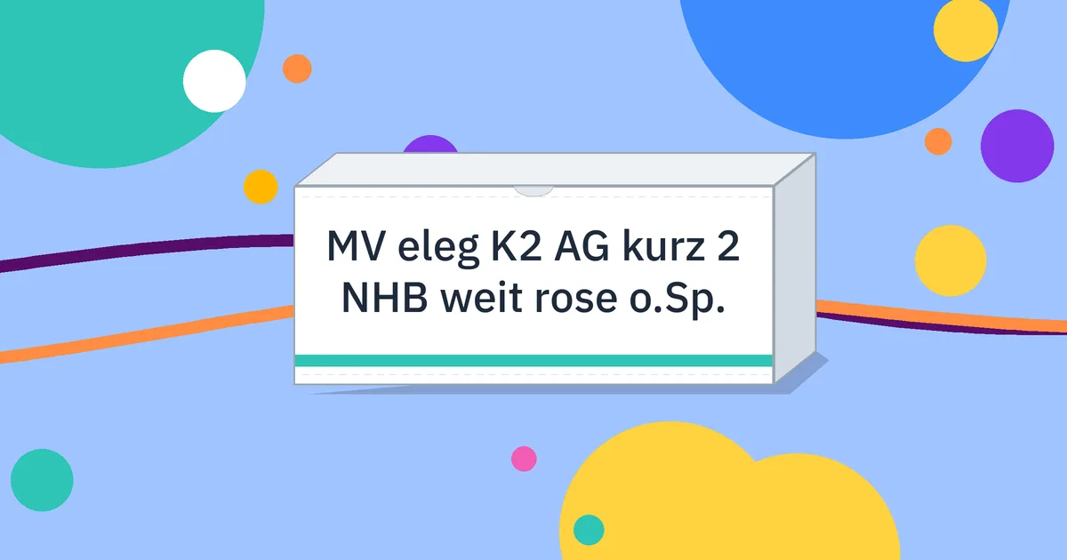 Symbolbild: Packung mit der Aufschrift MV eleg K2 AG kurz 2 NHB weit rose o.Sp. (PZN 15714337) – Verfügbarkeit und Bezug in Apotheken in Frankfurt am Main