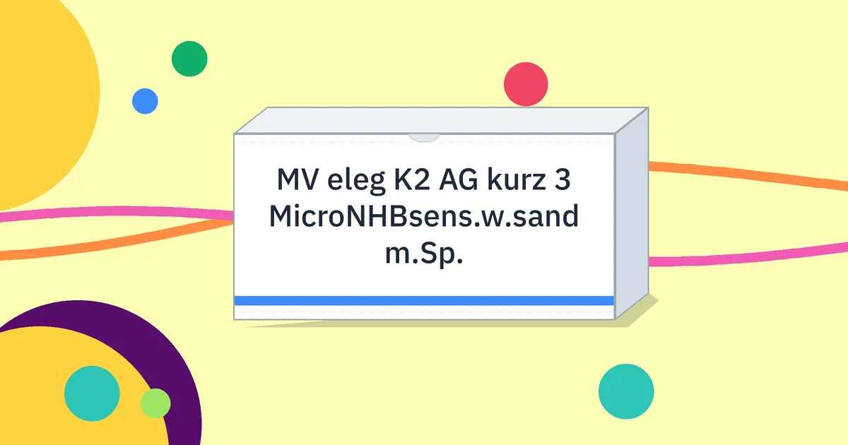Symbolbild: Packung mit der Aufschrift MV eleg K2 AG kurz 3 MicroNHBsens.w.sand m.Sp. (PZN 18927594) – Verfügbarkeit und Bezug in Apotheken in Frankfurt am Main