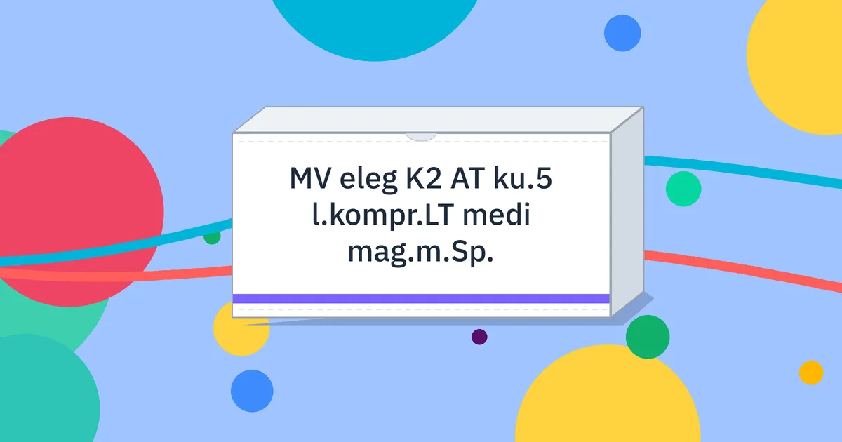 Symbolbild: Packung mit der Aufschrift MV eleg K2 AT ku.5 l.kompr.LT medi mag.m.Sp. (PZN 14625436) – Verfügbarkeit und Bezug in Apotheken in Frankfurt am Main